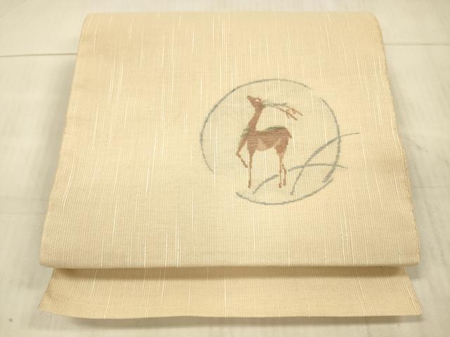 平和屋着物＊夏物　八寸名古屋帯　鹿　金糸　DAAX5742cm