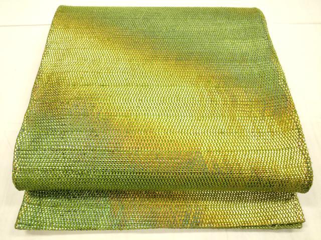 平和屋着物●全通柄袋帯　組織　抽象文様　金糸　正絹　逸品　DAAX5777cm