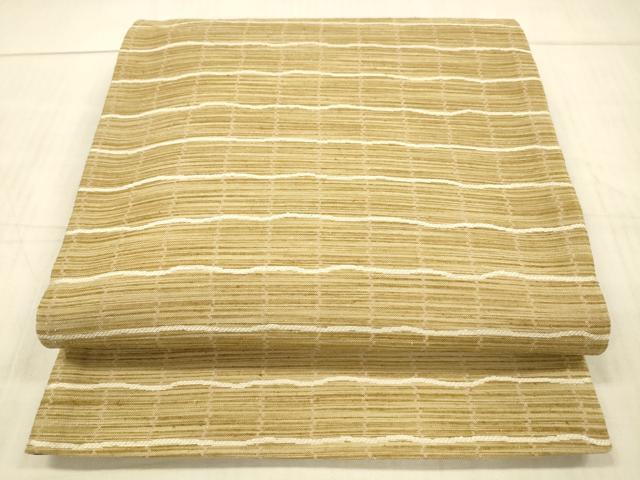 平和屋着物●両面　全通柄袋帯　よろけ縞　鱗地紋　正絹　逸品　DAAX5808cm