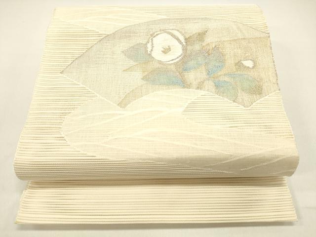 平和屋着物＊夏物　絽綴れ　八寸名古屋帯　流水枝花文　金銀糸　正絹　逸品　DAAX5875cm