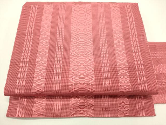 平和屋着物＊夏物　本場筑前博多織　八寸名古屋帯　紗献上　今様色　正絹　逸品　DAAX5879cm