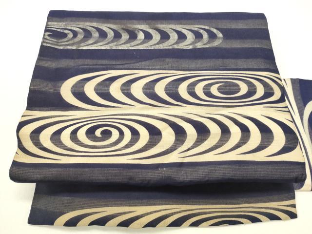 平和屋着物＊夏物　アンティーク　大正ロマン　九寸名古屋帯　流水文　正絹　逸品　DAAX5888cm