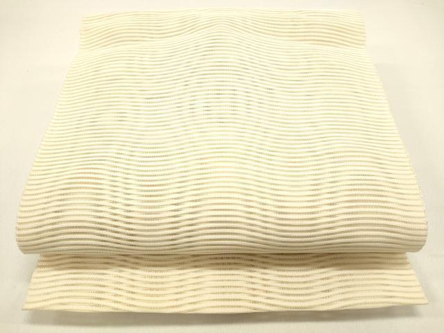 平和屋着物＊夏物　絽綴れ　八寸名古屋帯　よろけ縞　正絹　逸品　DAAX5897cm