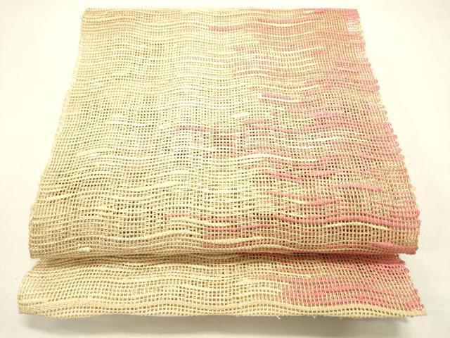 平和屋着物＊夏物　八寸名古屋帯　よろけ縞　正絹　逸品　DAAX5898cm