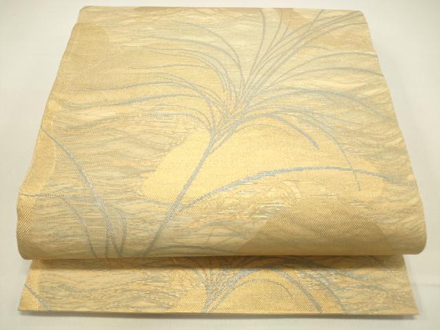 平和屋着物＊夏物　織物一筋名門　織悦　全通柄　本袋帯　草葉松文　金糸　正絹　逸品　DAAX5903cm