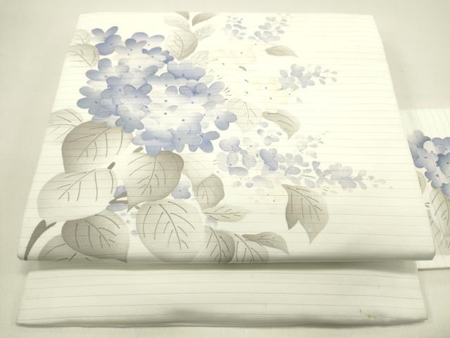 平和屋着物＊夏物　九寸名古屋帯　手描き　紫陽花　DAAX5909cm