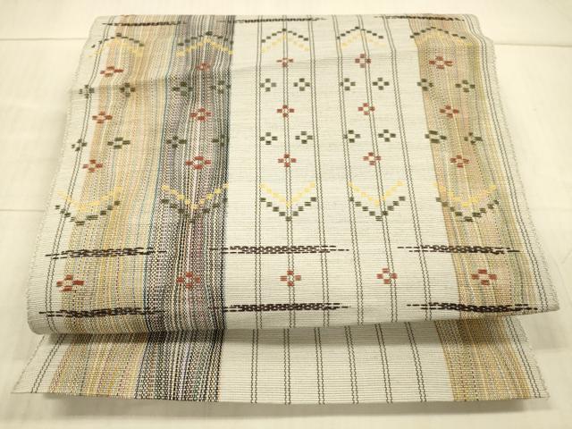 平和屋着物＊夏物　八寸名古屋帯　抽象間道　正絹　逸品　DAAX5912cm