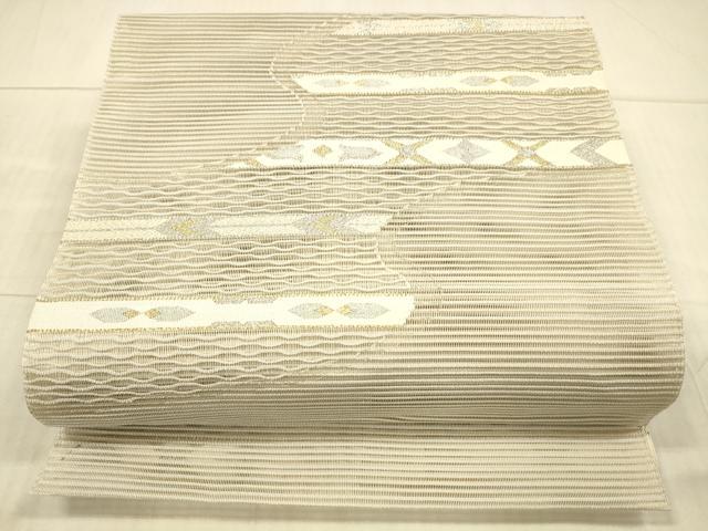 平和屋着物＊夏物　絽綴れ　八寸名古屋帯　抽象文様　金銀糸　正絹　逸品　DAAX5919cm