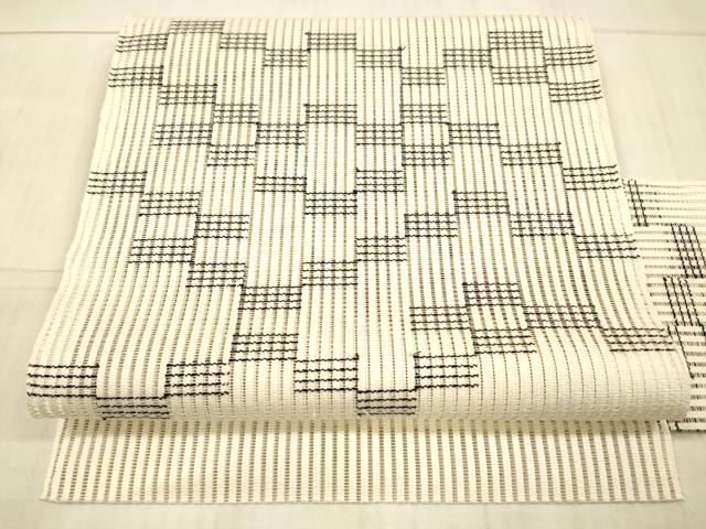 平和屋着物＊夏物　八寸名古屋帯　抽象文様　正絹　逸品　DAAX5923cm