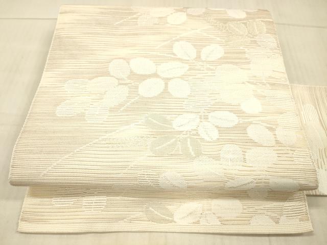 平和屋着物＊夏物　九寸名古屋帯　草葉文　銀糸　DAAX5954cm