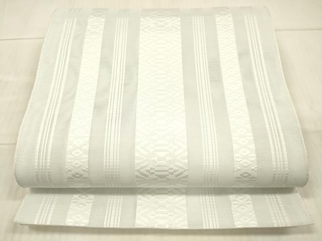 平和屋着物＊夏物　博多織　八寸名古屋帯　献上　藍白色　DAAX5956cm