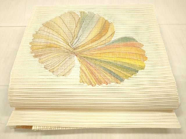 平和屋着物＊夏物　絽綴れ　八寸名古屋帯　抽象文様　金銀糸　正絹　逸品　DAAX5963cm