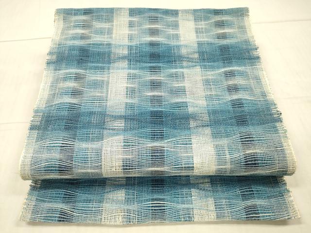 平和屋着物＊夏物　八寸名古屋帯　間道　正絹　逸品　DAAX5964cm