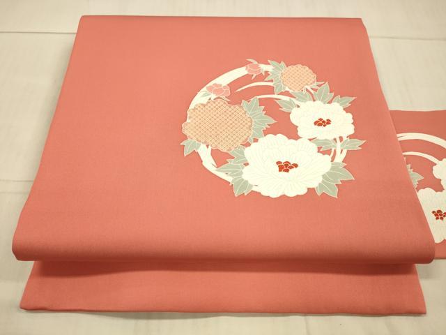 平和屋着物●塩瀬　九寸名古屋帯　鹿の子花文　正絹　逸品　DAAX5979cm