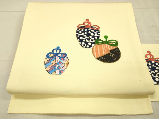 平和屋着物●九寸名古屋帯　手描き　巾着　金糸　正絹　逸品　DAAX5998cm