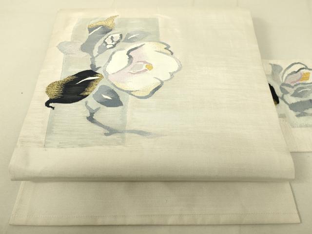 平和屋着物●九寸名古屋帯　枝花文　金糸　正絹　逸品　DAAX8414du