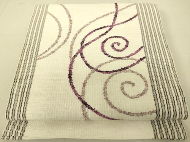 平和屋着物●八寸名古屋帯　唐草間道　やまと謹製　正絹　逸品　未使用　DAAX8427du