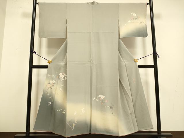 平和屋着物●京加賀友禅　百貫石峰　訪問着　枝花文　暈し染め　正絹　逸品　DAAX8516du