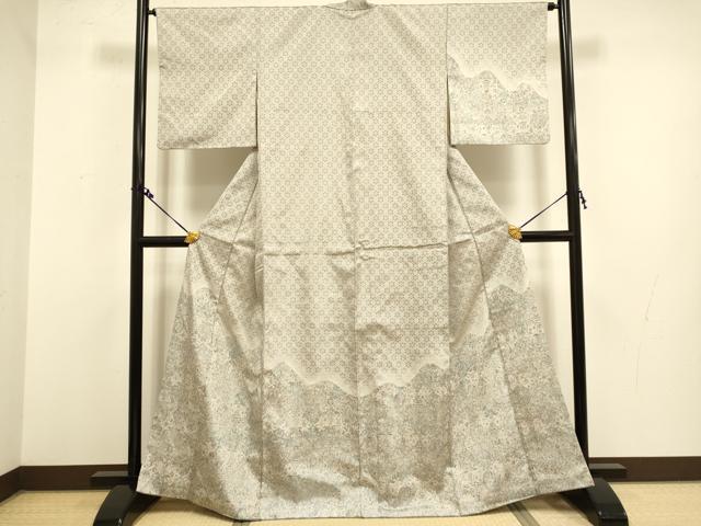 平和屋着物●訪問着　紬地　洋花文　正絹　逸品　DAAX8517du