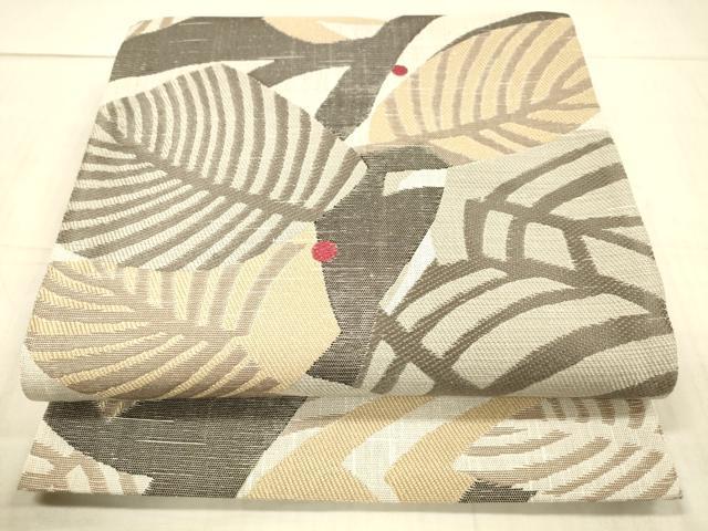 平和屋着物▽美しいキモノ」お馴染みのメーカー となみ織物 スリーシーズン 春夏秋 両面 六通柄袋帯 唐織 枝葉文 正絹 逸品 DAAX8537cm