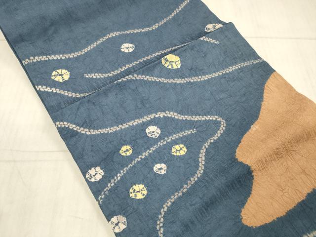 平和屋着物○九寸開き名古屋帯 総絞り 抽象文様 正絹 逸品 DAAX8539cm