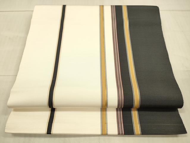 平和屋着物●本場筑前博多織　八寸名古屋帯　間道　正絹　逸品　DAAX8541cm