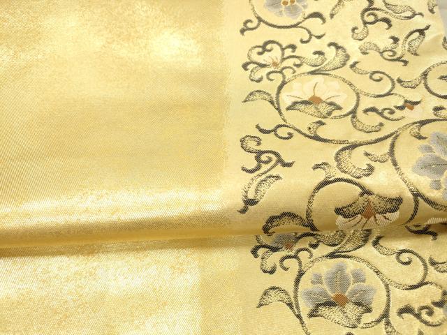 平和屋着物○九寸名古屋帯 花唐草文 金糸 引箔 正絹 逸品 DAAX8547cm