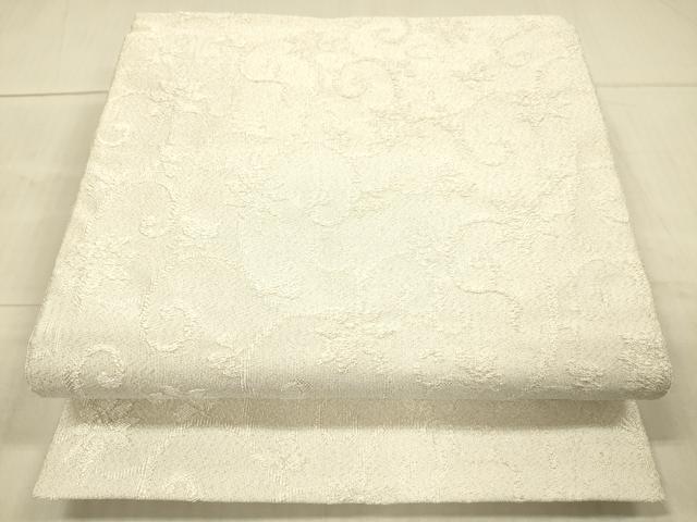 平和屋着物●綴れ　八寸名古屋帯　花唐草文　銀糸　正絹　逸品　DAAX8550cm