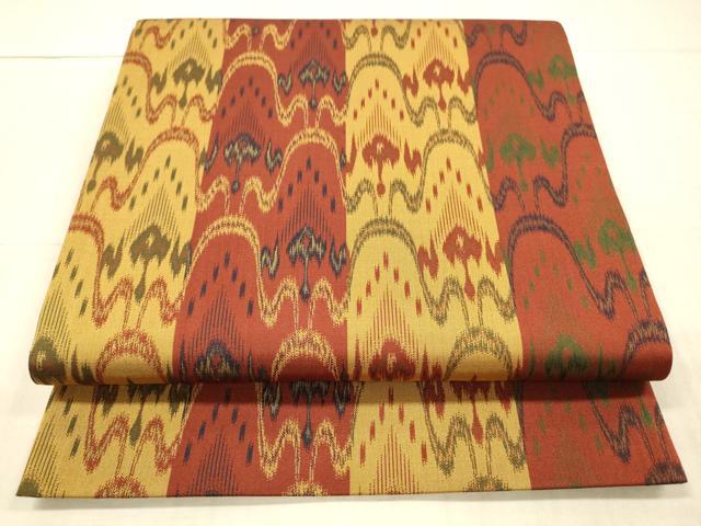 平和屋着物●全通柄袋帯　太子間道　正絹　逸品　DAAX8562cm