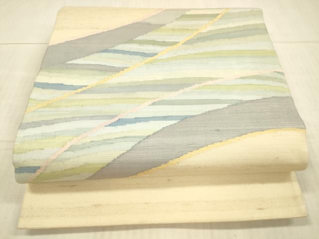 平和屋着物＊夏物　太鼓柄袋帯　紬地　抽象文様　正絹　逸品　DAAX8612cm