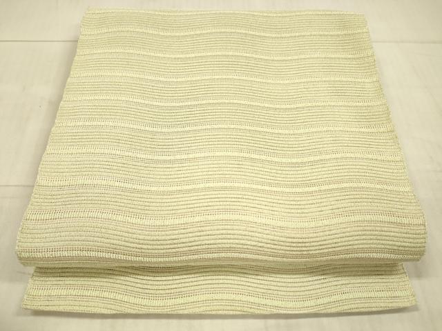 平和屋着物＊夏物　絽綴れ　八寸名古屋帯　よろけ縞　金糸　逸品　DAAX8626cm