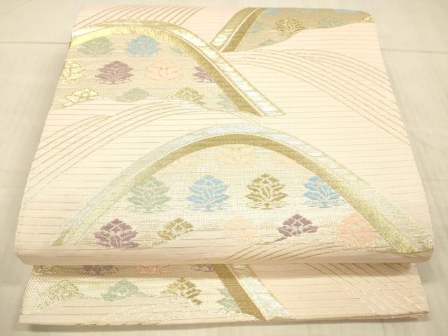 平和屋着物＊夏物　六通柄袋帯　流水花文　金糸　DAAX8636cm