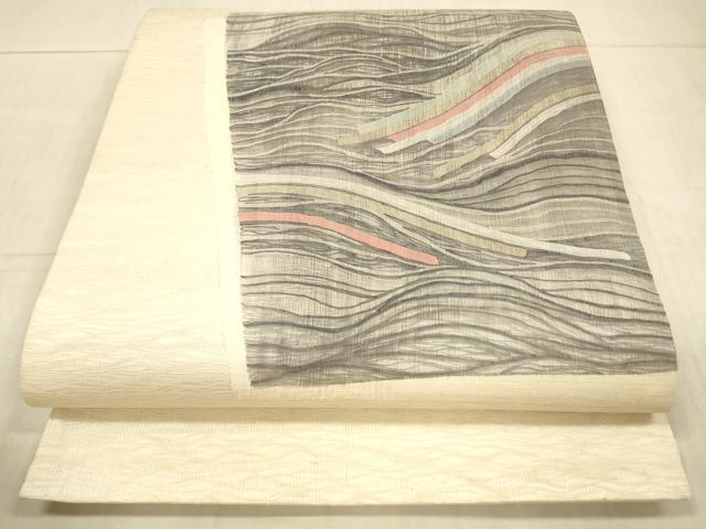 平和屋着物＊夏物　太鼓柄袋帯　流水文　金糸　正絹　逸品　DAAX8672cm