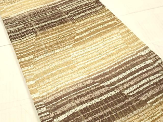 平和屋着物○両面 全通柄袋帯 横段文 金糸 正絹 逸品 DAAX8738cm