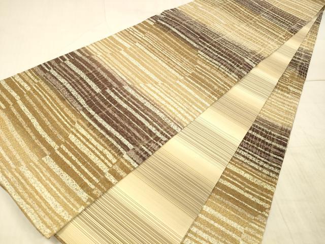 平和屋着物●両面　全通柄袋帯　横段文　金糸　正絹　逸品　DAAX8738cm