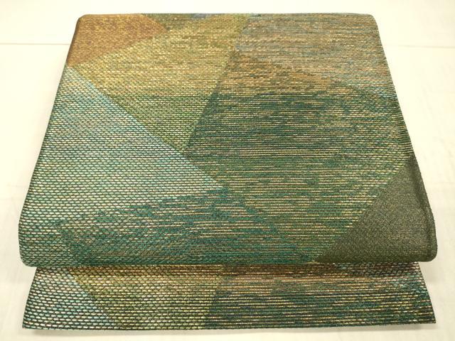 平和屋着物●都喜ヱ門　本場大島紬　六通柄袋帯　虹彩　抽象文様　金糸　藤絹織物謹製　正絹　逸品　DAAX8743cm