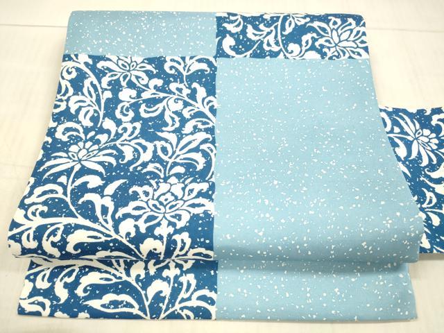 平和屋着物●全通柄九寸名古屋帯　本場染大島紬　型染　更紗花文　正絹　逸品　DAAX8811cm