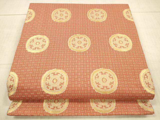 平和屋着物●龍村美術織物　九寸開き名古屋帯　糸屋輪宝手　金糸　正絹　逸品　DAAX8814cm