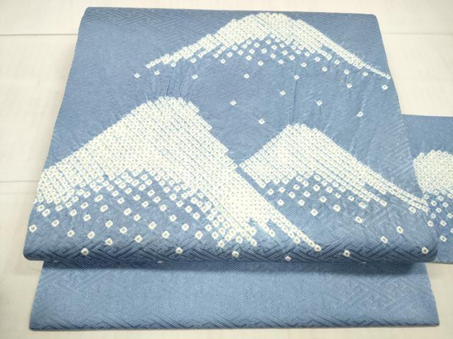 平和屋着物●九寸名古屋帯　総絞り　遠山文　正絹　逸品　DAAX8851cm