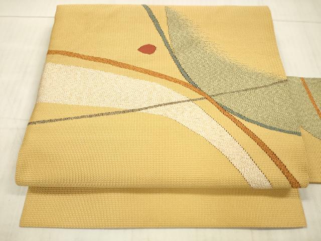 平和屋着物●八寸名古屋帯　抽象文様　正絹　逸品　DAAX8856cm