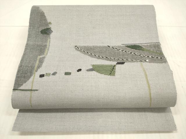 平和屋着物＊夏物　八寸名古屋帯　抽象文様　正絹　逸品　DAAX8893cm