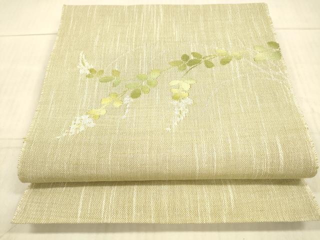 平和屋着物＊夏物　八寸名古屋帯　草葉文　DAAX8899cm