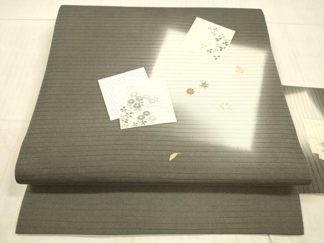 平和屋着物＊夏物　絽塩瀬　九寸名古屋帯　刺繍　草花文　金銀糸　正絹　逸品　DAAX8905cm