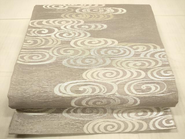 平和屋着物＊夏物　六通柄袋帯　流水文　銀糸　正絹　逸品　DAAX8909cm