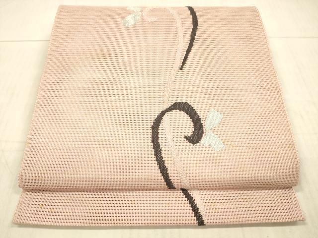 平和屋着物＊夏物　八寸名古屋帯　唐草文　銀糸　DAAX8936cm