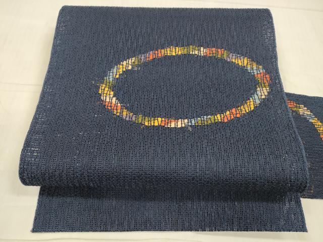 平和屋着物＊夏物　八寸名古屋帯　抽象文様　正絹　逸品　DAAX8938cm