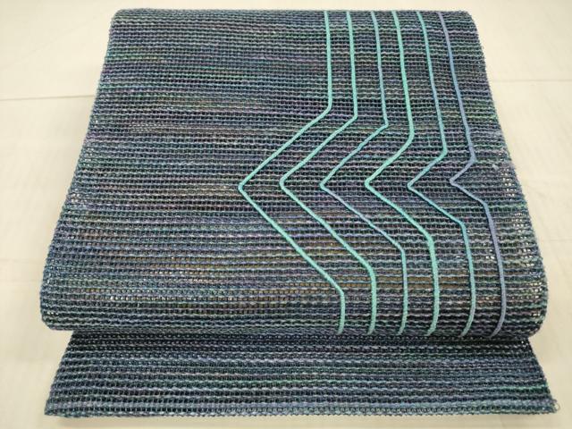 平和屋着物＊夏物　八寸名古屋帯　抽象文様　正絹　逸品　DAAX8969cm