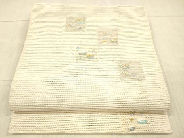 平和屋着物＊夏物　絽綴れ　八寸名古屋帯　抽象文様　金銀糸　正絹　逸品　DAAX8975cm