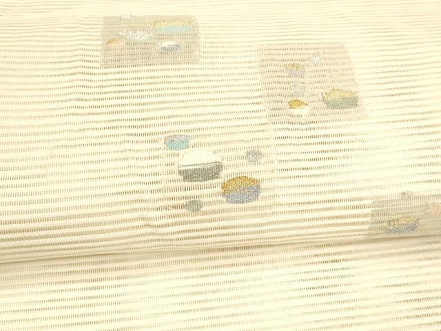 平和屋着物＊夏物 絽綴れ 八寸名古屋帯 抽象文様 金銀糸 正絹