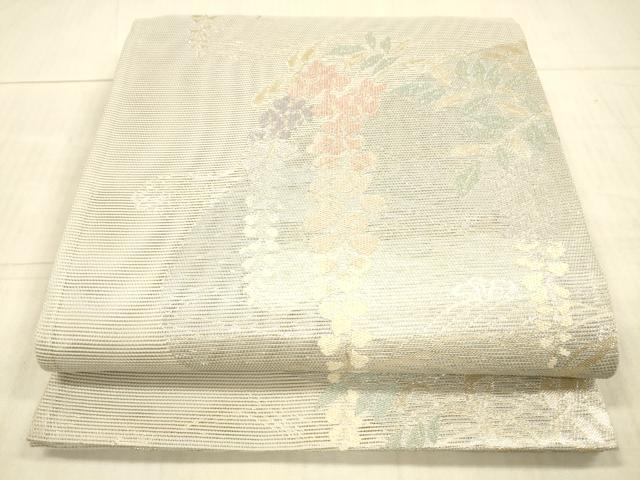 平和屋着物＊夏物　六通柄袋帯　流水藤花房　銀糸　正絹　逸品　DAAX8976cm